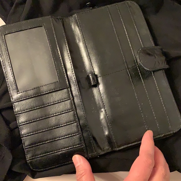 Lee Sands | Bags | Lee Sands Black Eel Skin Long Wallet | Poshmark